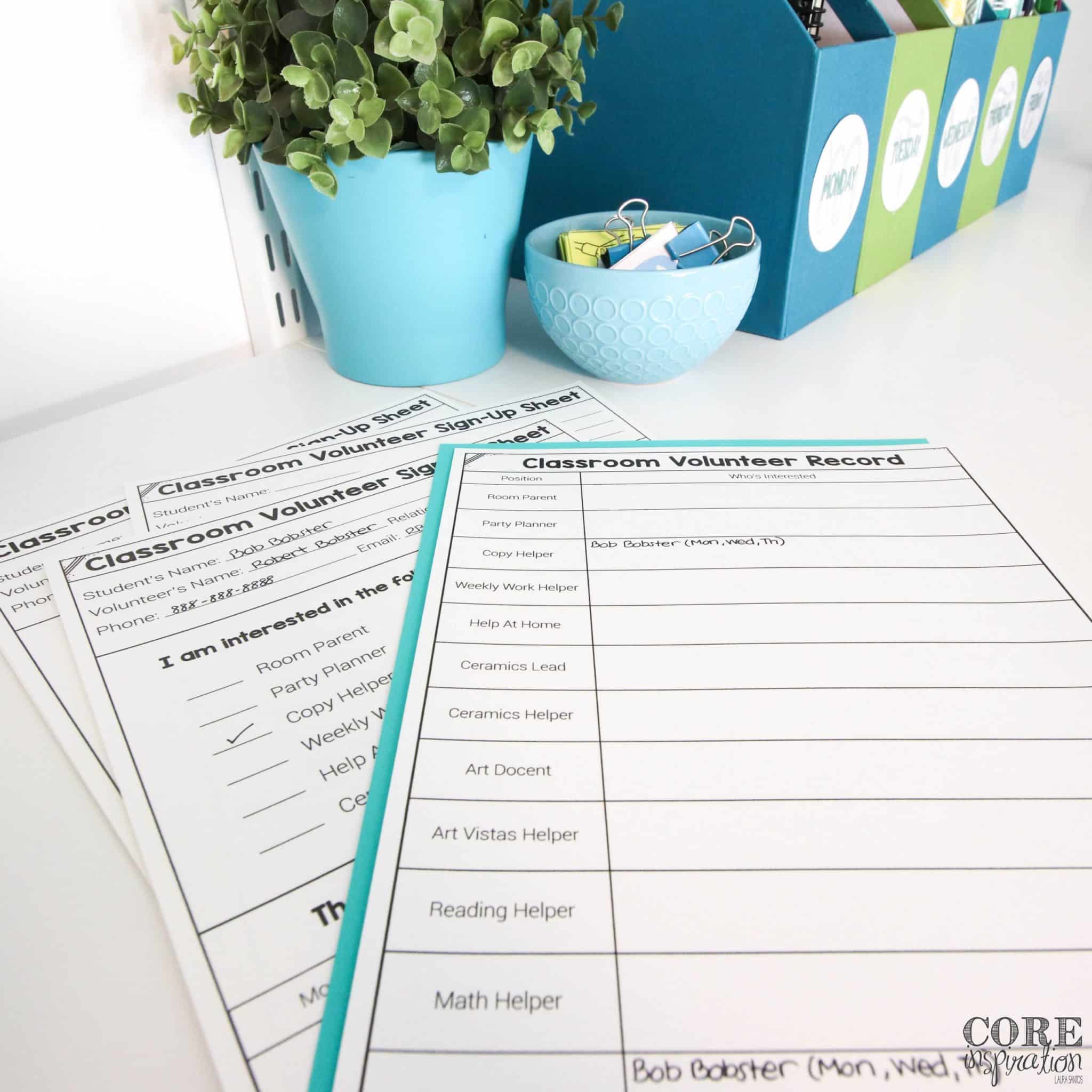 Classroom Volunteer Organization and Scheduling - Core Inspiration