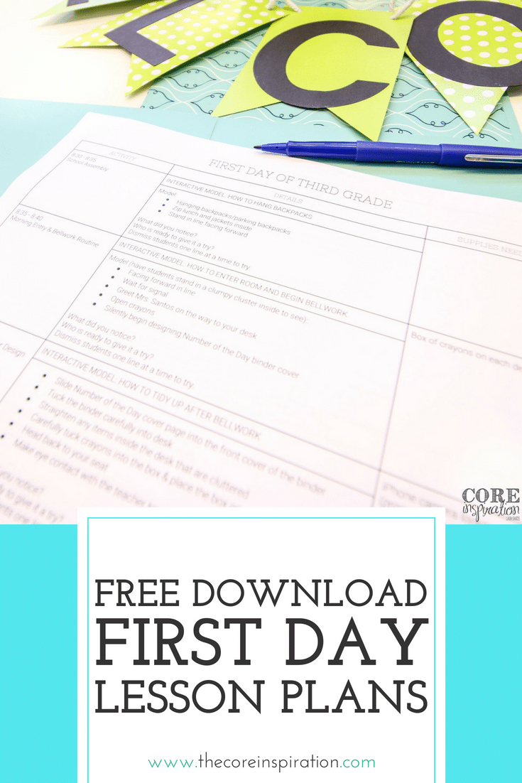 Free Lesson Plans for the Best First Day Ever - Core Inspiration